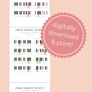 PIANO CHEAT SHEETS: Level 2 - Inversions & Cadences | Piano Lessons ...