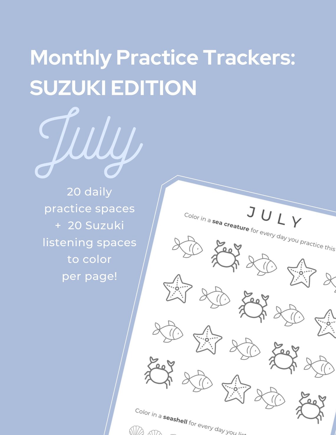 JULY - Monthly Piano Practice Tracker (SUZUKI) | Pdf Digital Download ...