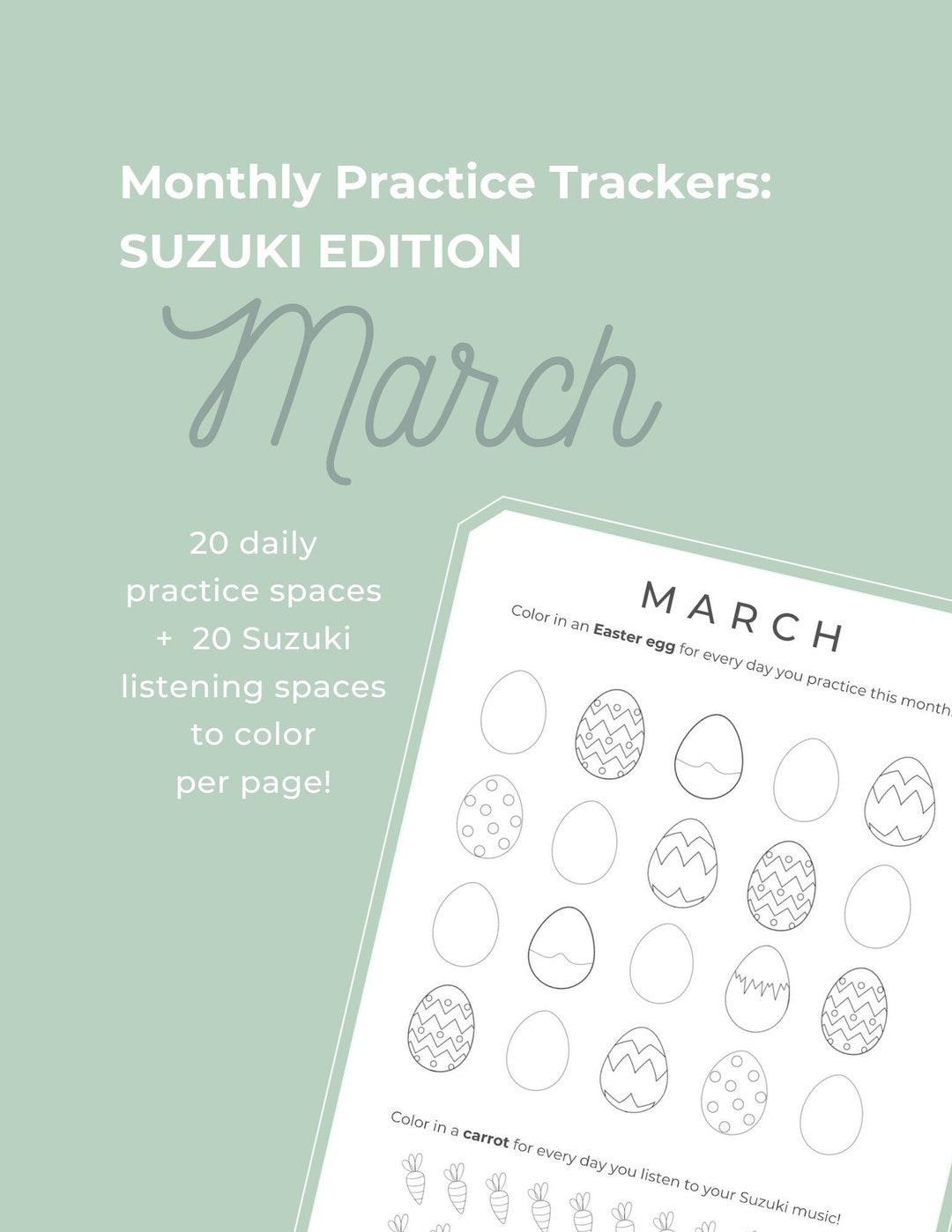 MARCH EASTER EGGS - Monthly Piano Practice Tracker (suzuki) | Pdf ...