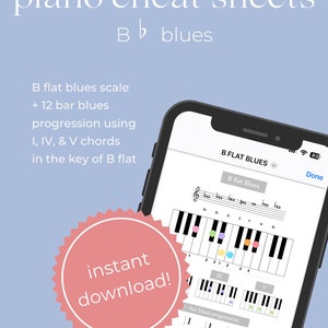 Piano Cheat Sheets: B Flat Blues Scale & 12 Bar Blues Progression ...
