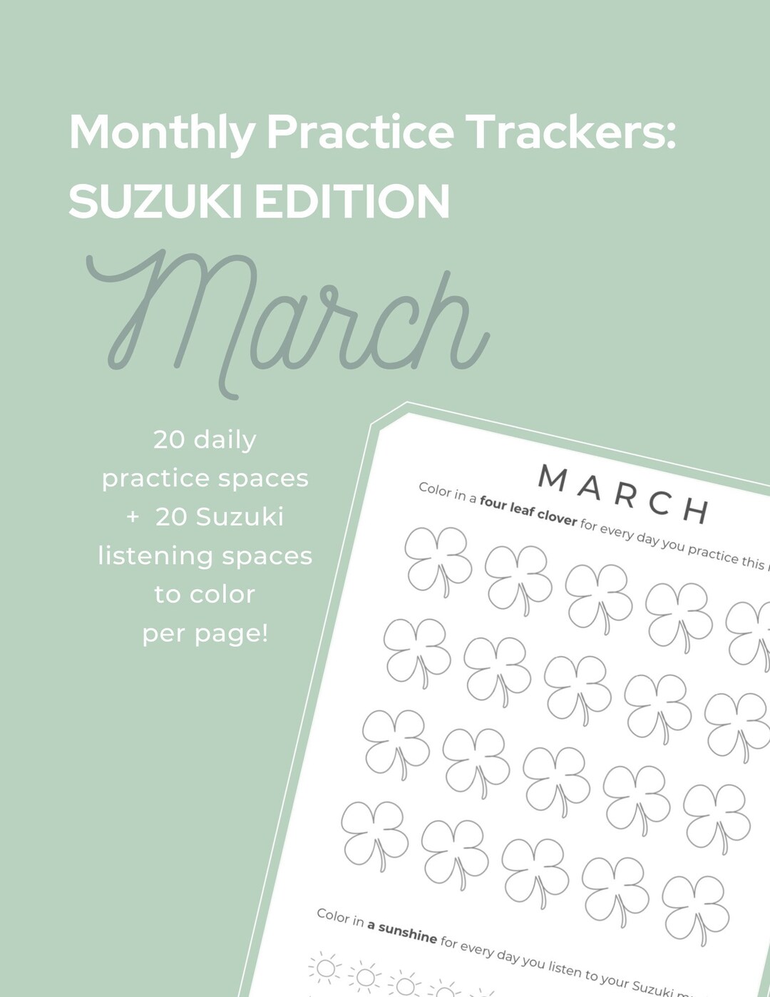 MARCH - Monthly Piano Practice Tracker (SUZUKI) | Pdf Digital Download ...