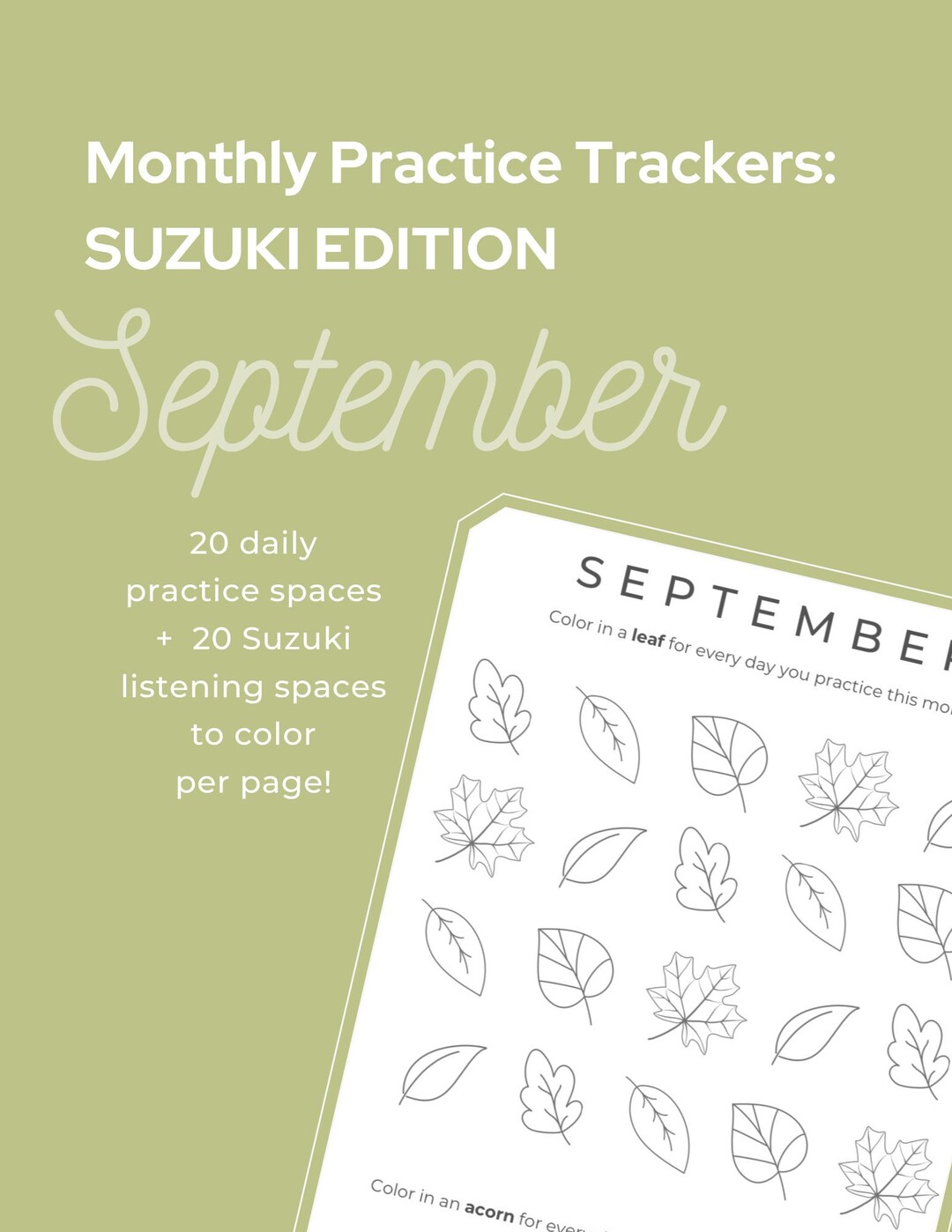 SEPTEMBER - Monthly Piano Practice Tracker (SUZUKI) | Piano Lessons ...