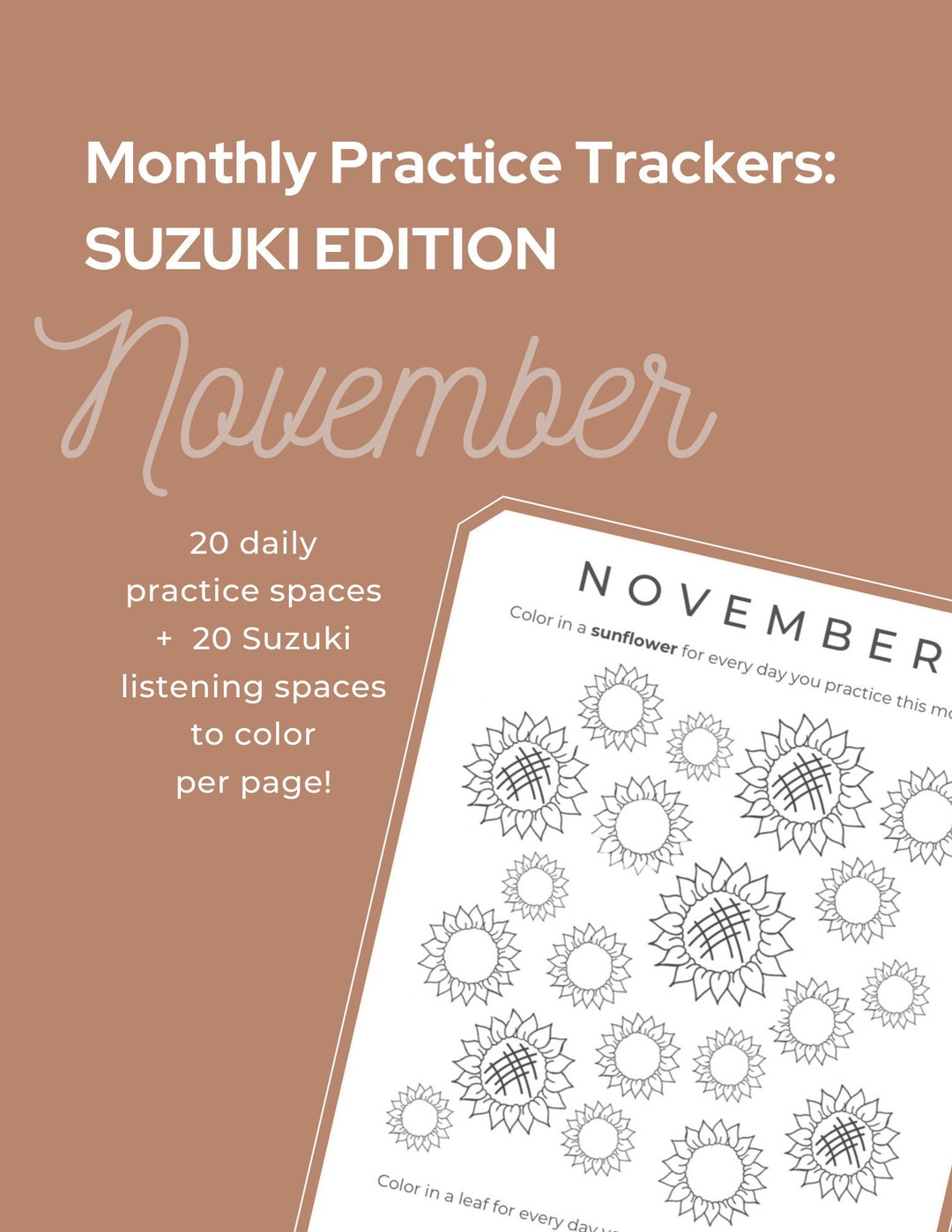 NOVEMBER - Monthly Piano Practice Tracker (SUZUKI) | Pdf Digital ...
