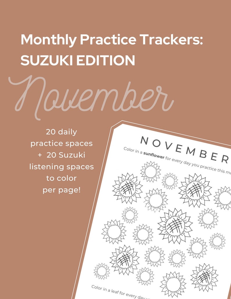 NOVEMBER - Monthly Piano Practice Tracker (SUZUKI) | Pdf Digital ...