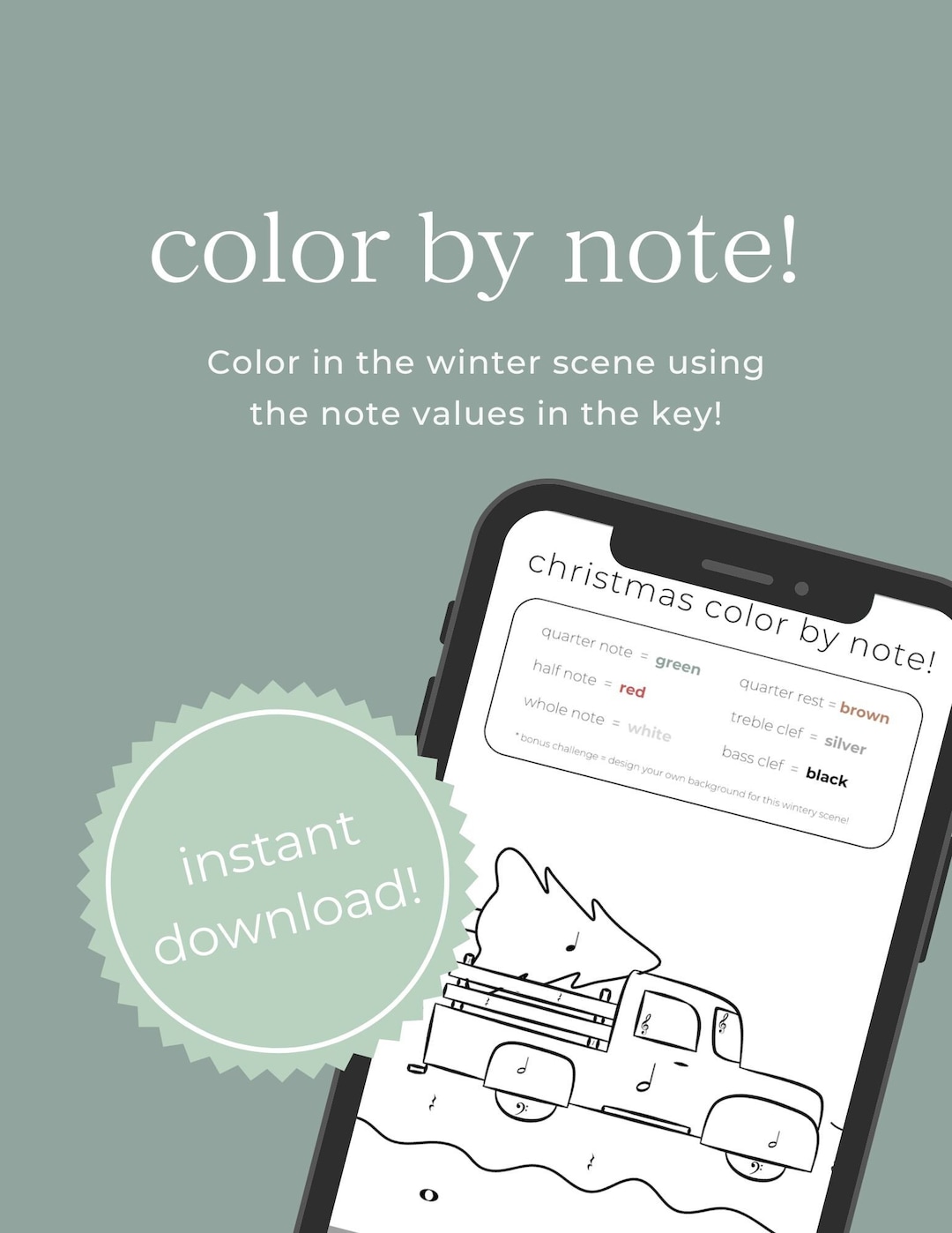 COLOR BY NOTE | Christmas Music Activity | Piano Lesson | Winter ...