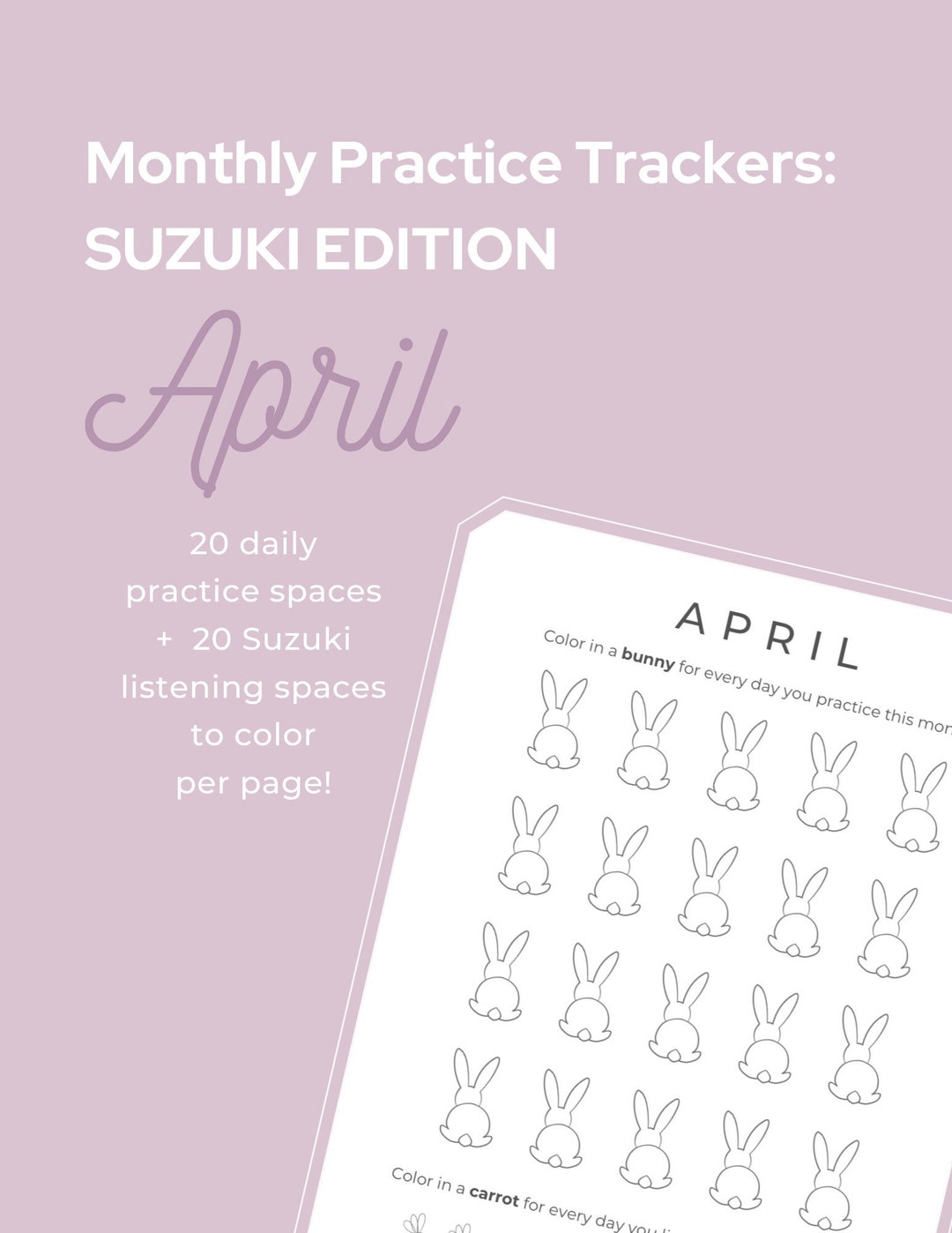 APRIL - Monthly Piano Practice Tracker (SUZUKI) | Pdf Digital Download ...