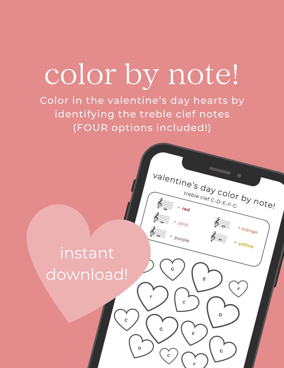COLOR BY NOTE | Valentine's Day Music Activity | Piano Lesson | Color ...