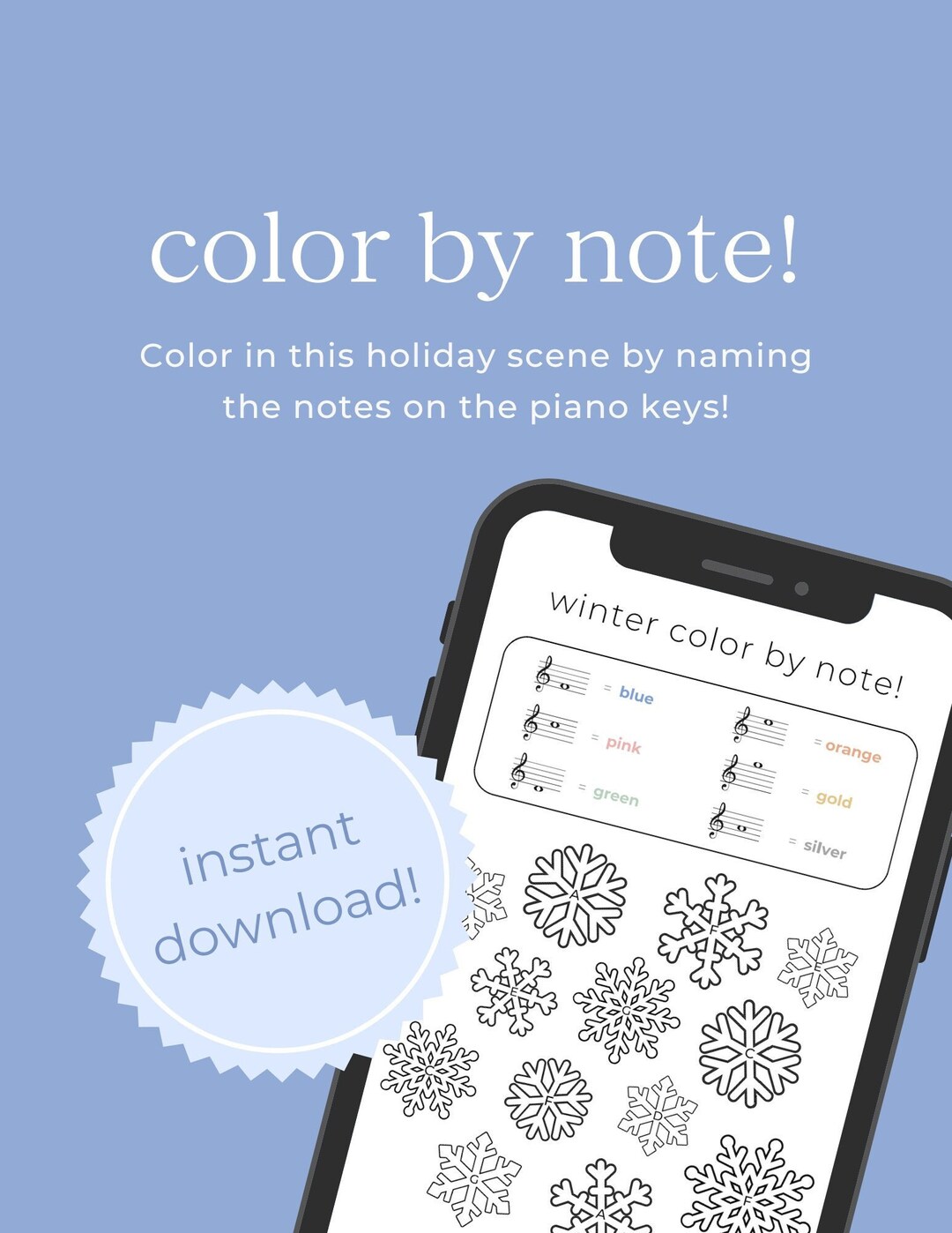 COLOR BY NOTE | Winter Music Activity | Piano Lesson | Color by Number ...