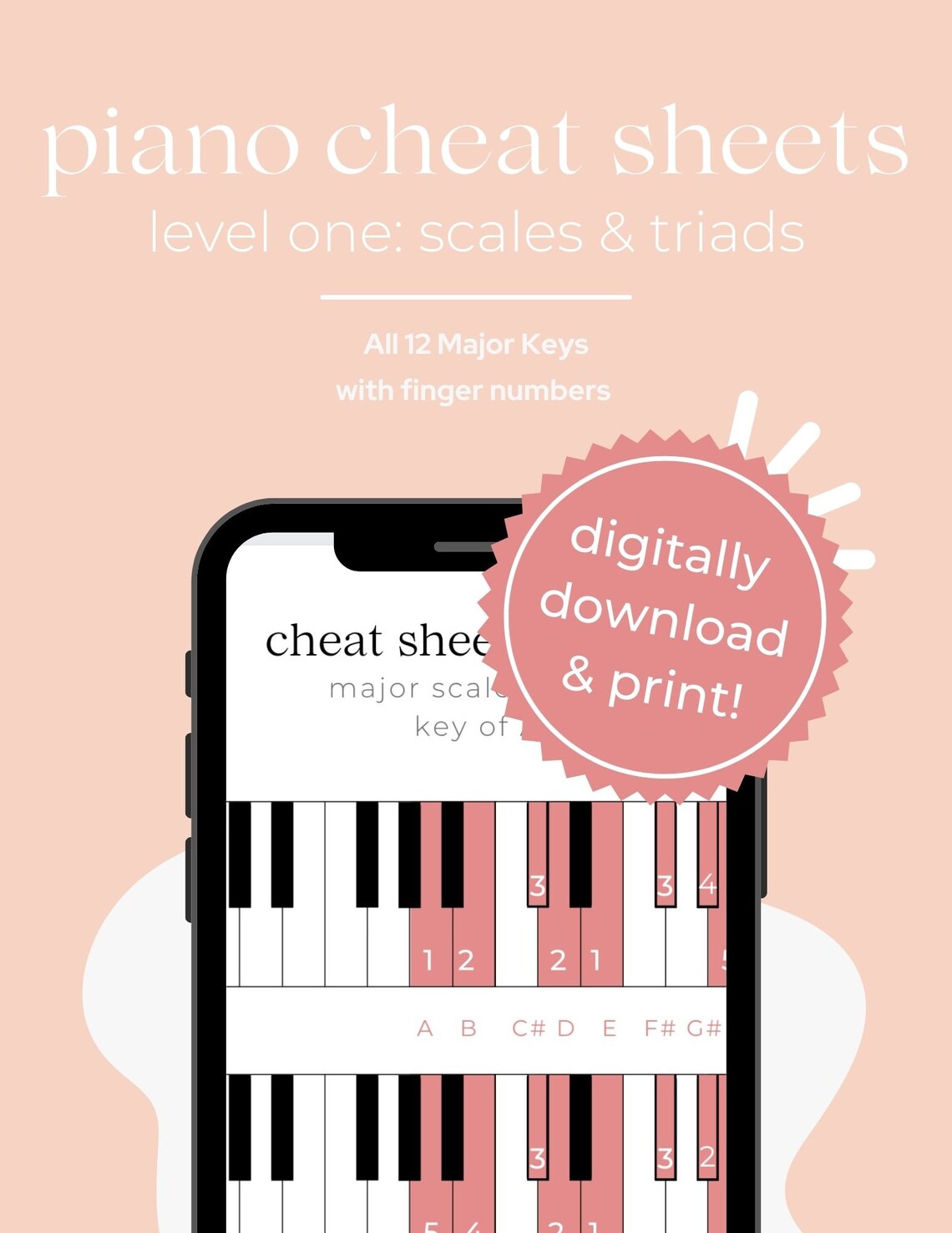 PIANO CHEAT SHEETS: Level 1 - Scales & Triads | Piano Lessons ...