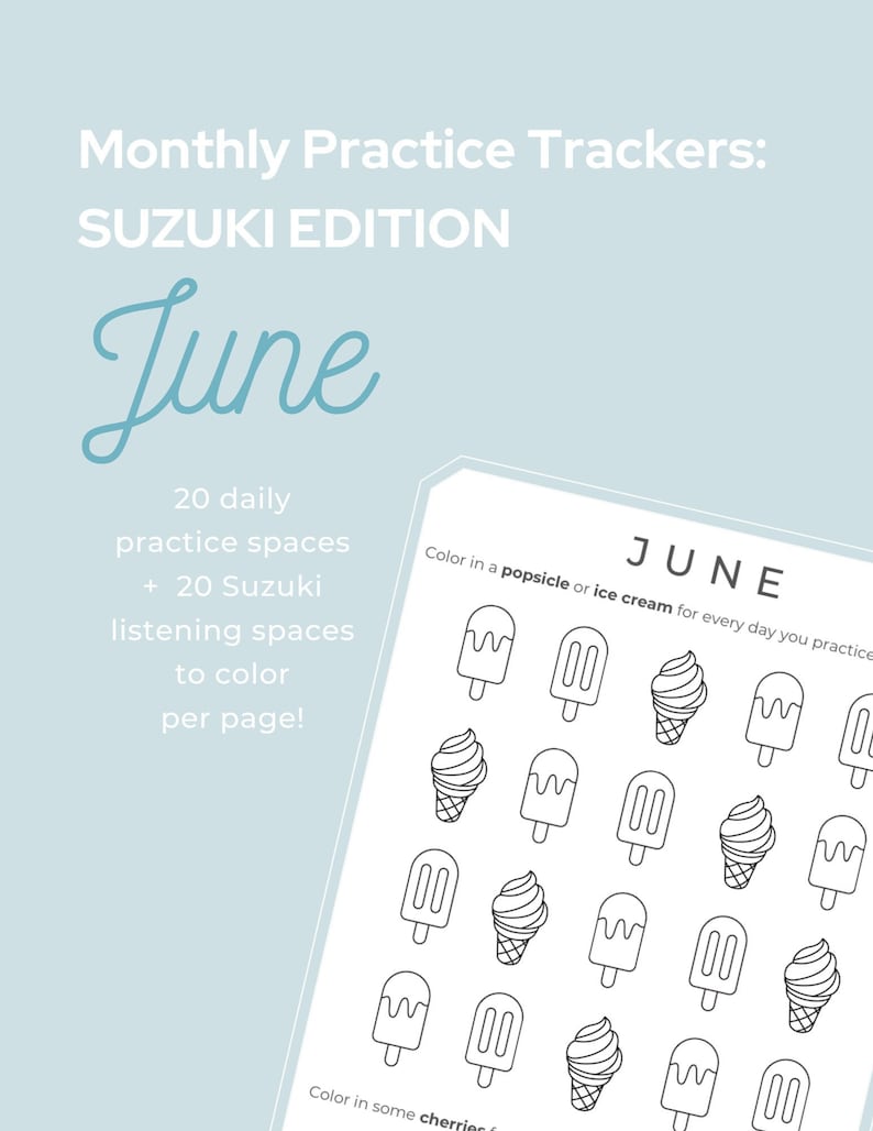JUNE - Monthly Piano Practice Tracker (SUZUKI) | Pdf Digital Download ...