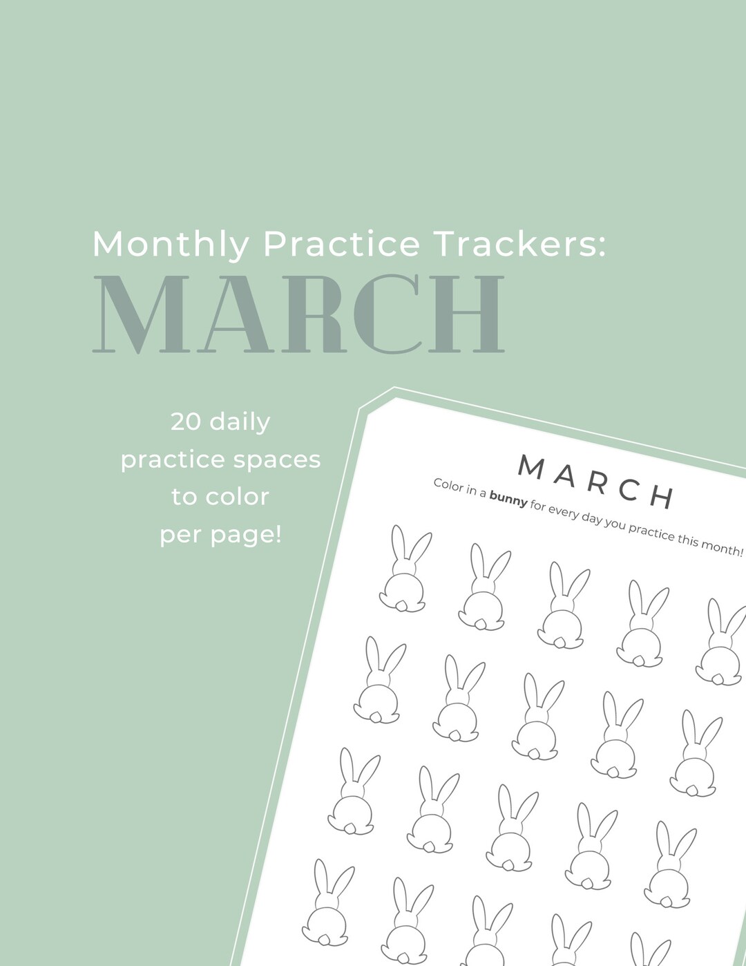 MARCH EASTER BUNNY- Monthly Piano Practice Tracker | Pdf Digital ...