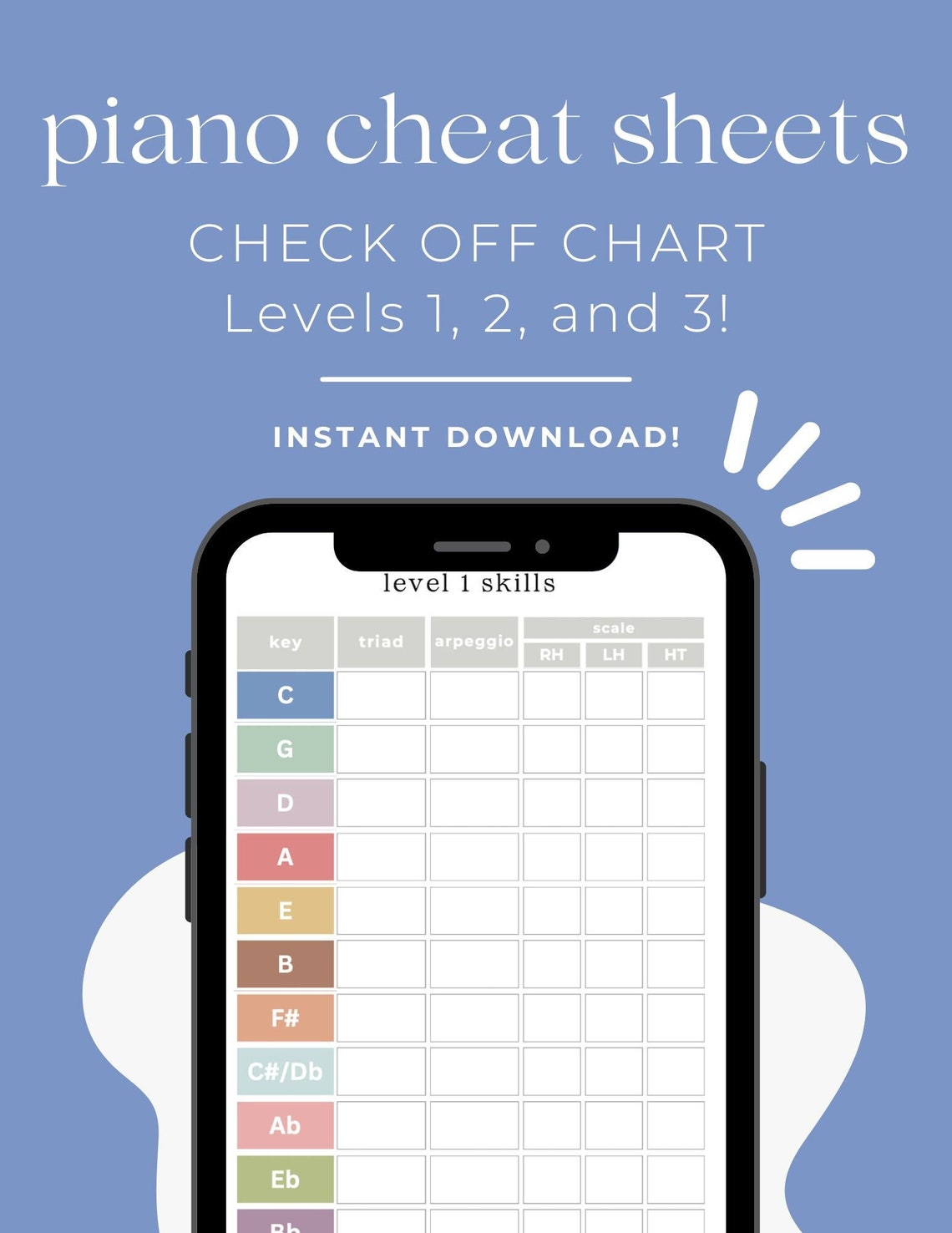 CHEAT SHEETS COMPANION - Check off Chart | Piano Lessons | Resources ...