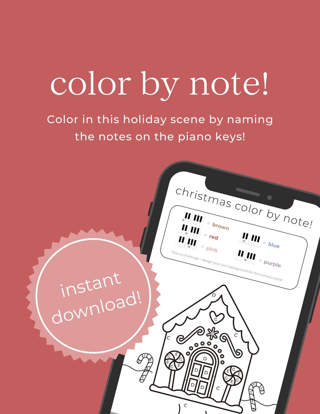 COLOR BY NOTE | Christmas Music Activity for Beginners | Piano Lesson ...