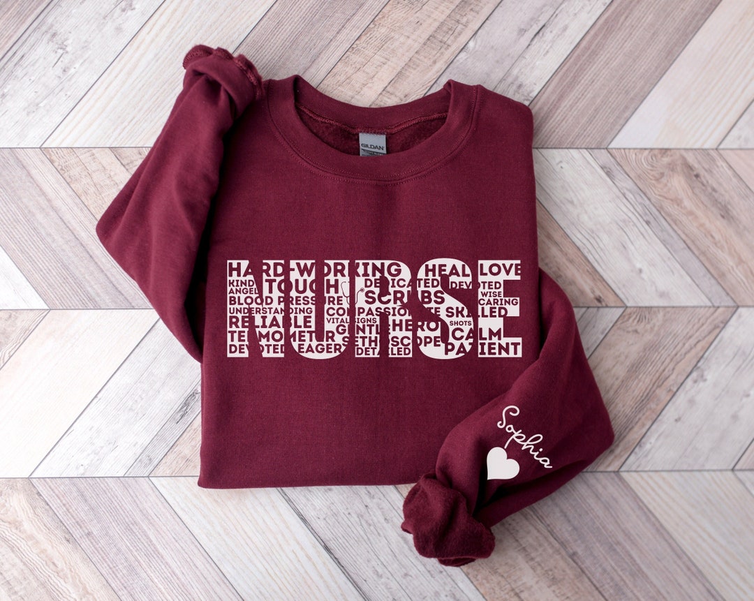 Personalized Nurse Name Sweatshirt, Custom Nurse Sweatshirt, Gift for ...