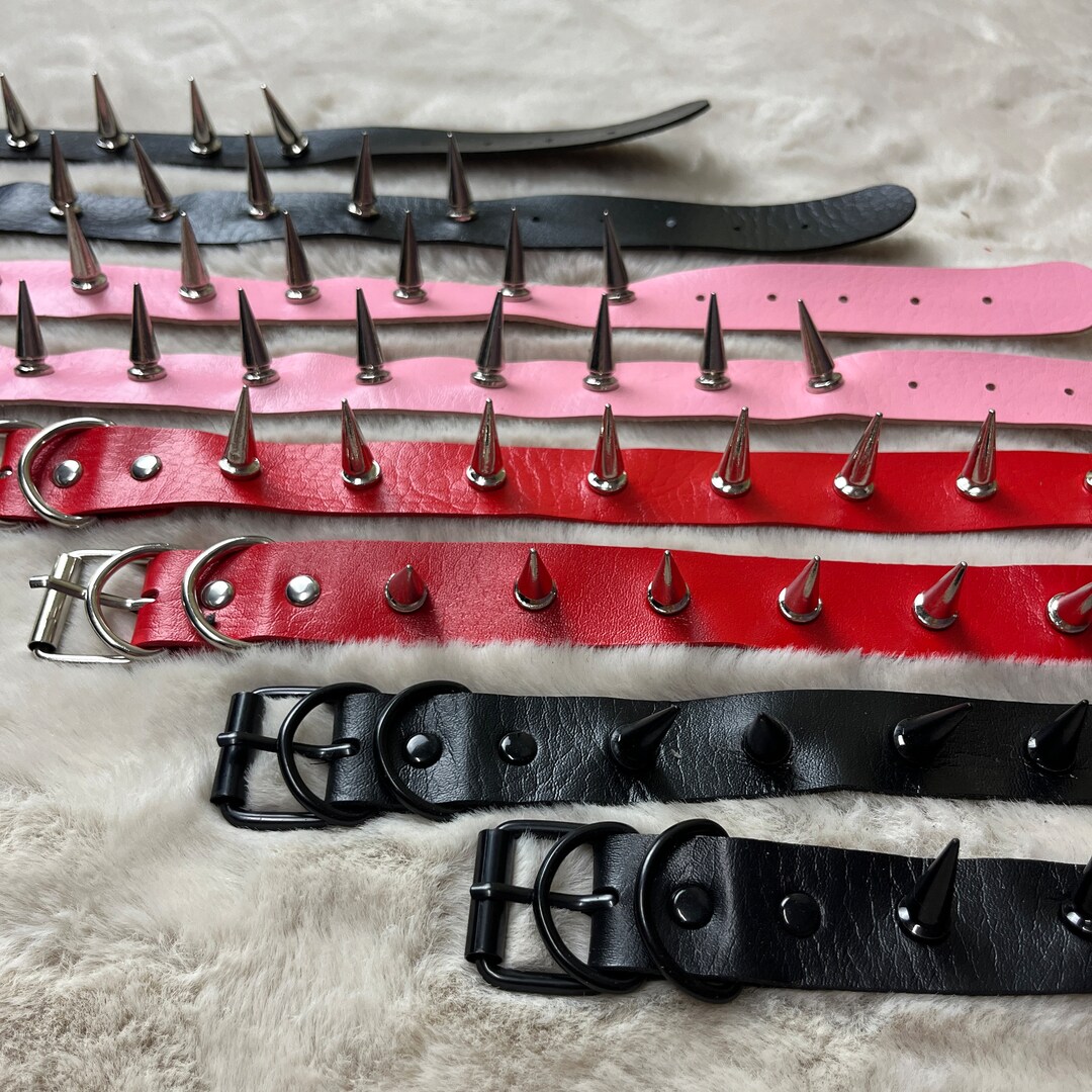Spike Drama: Thin Faux Leather Egirl Choker With Long Edgy Spikes - Etsy