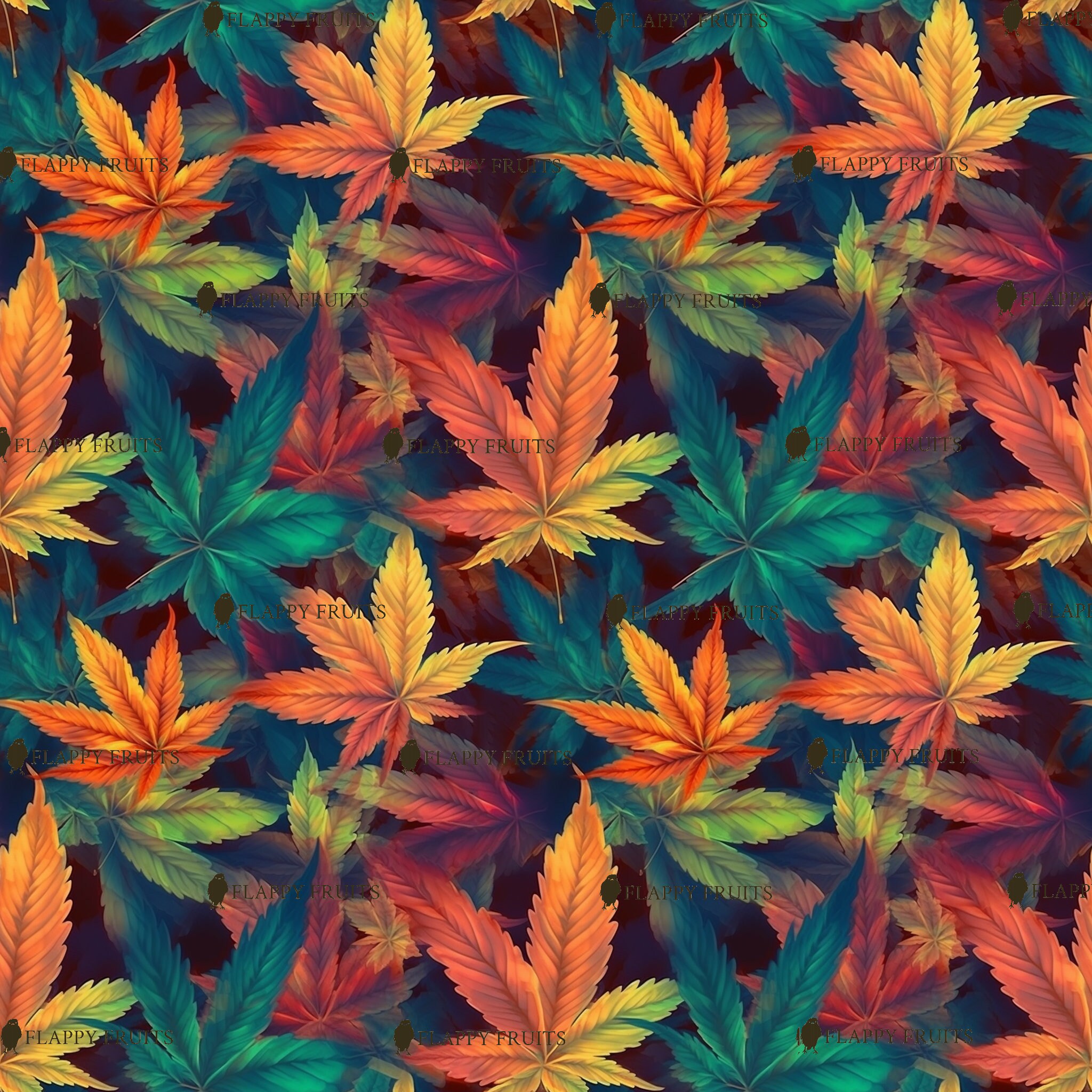 Digital 100% Original Cannabis Hemp Weed Leaves Illustrated Tile ...