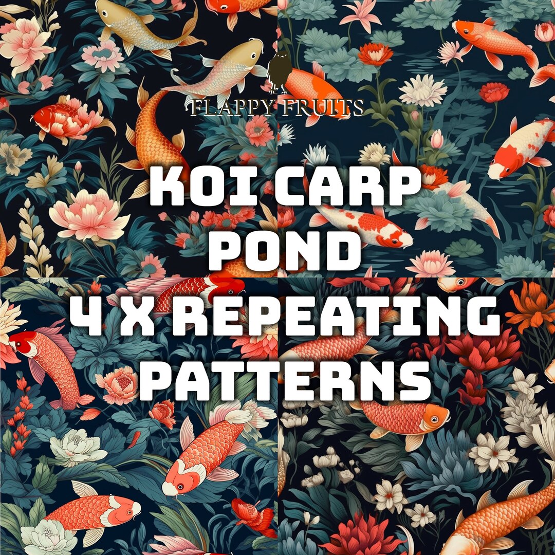 Digital Paper Koi Carp Pond Fish Nishikigoi Pattern Collection Seamless ...