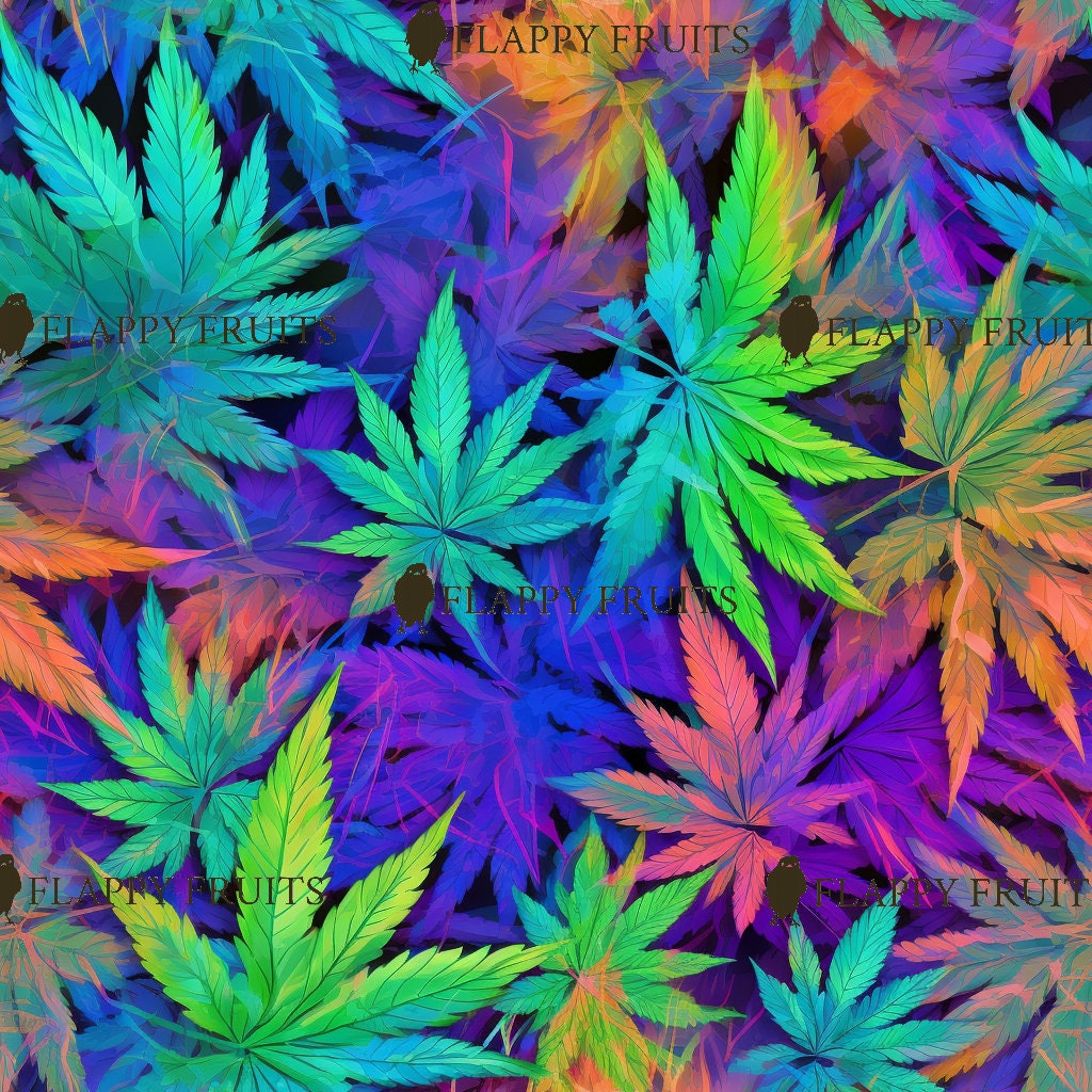 Digital 100% Original Cannabis Hemp Weed Leaves Illustrated Tile ...