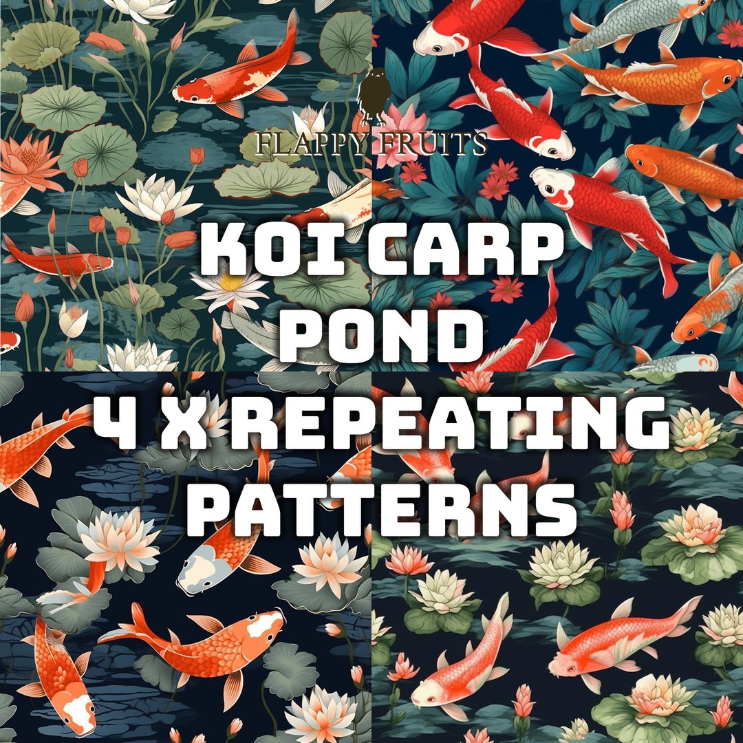 Digital Koi Carp Pond Fish Nishikigoi Pattern Collection Seamless ...