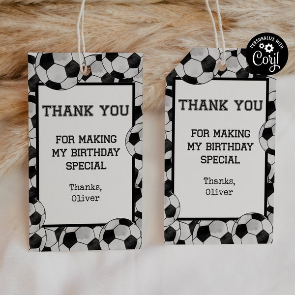 Soccer Thank You Tag - Etsy