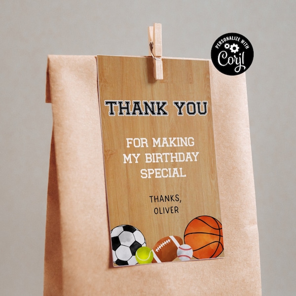 Sports Birthday Party Thank You - Etsy