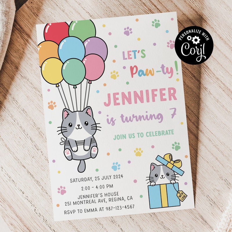 Cat Invitation - Etsy