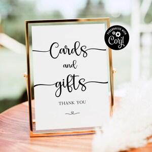 Editable Minimalist Cards and Gifts Sign Simple Gift Table Sign Modern ...