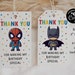 Editable Superheroes Birthday Thank You Tag Superhero Birthday Gift Tag ...