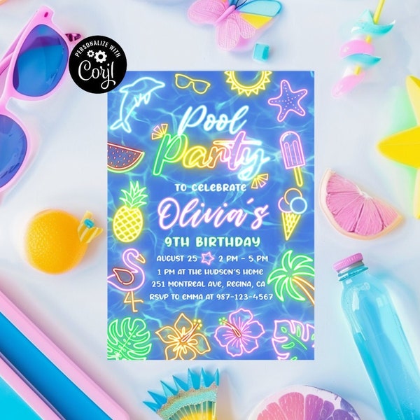 Neon Invitation - Etsy