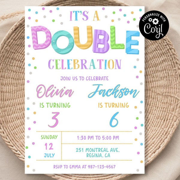 Double Birthday Invitation - Etsy