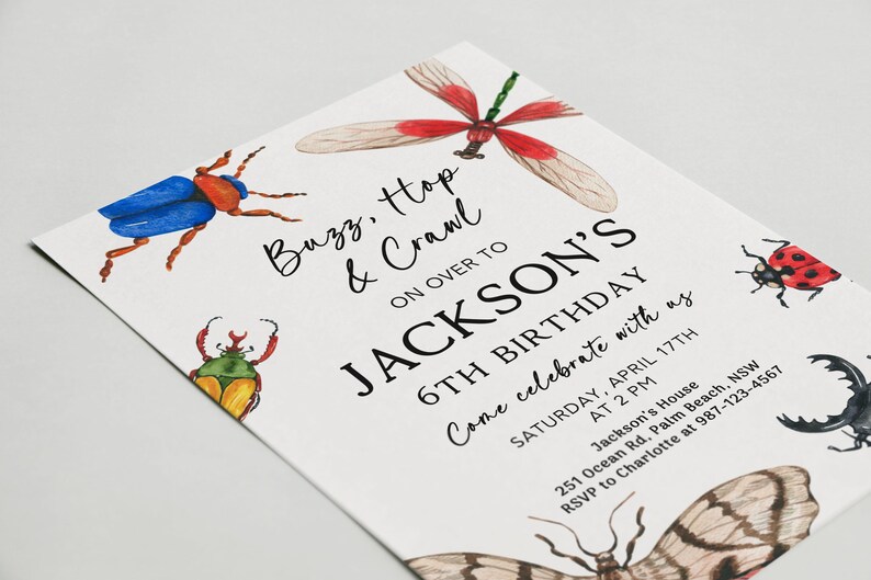 Editable Bug Invitation Bugs Birthday Invite Crawl Invitation Bug Hunt ...
