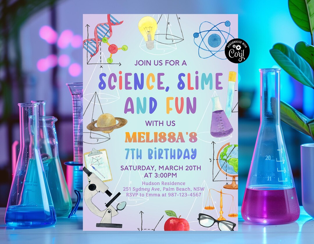 EDITABLE Mad Science Birthday Invitation Boy Girl Science Party ...