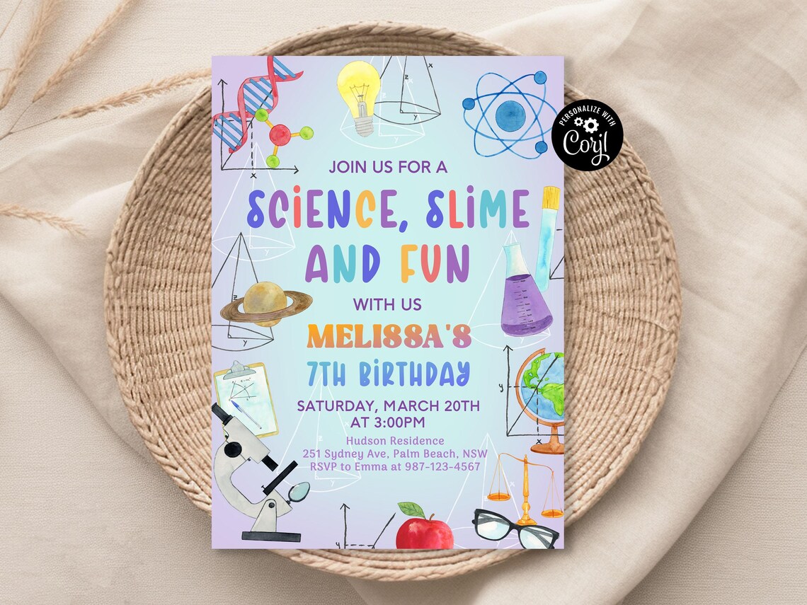 EDITABLE Mad Science Birthday Invitation Boy Girl Science Party ...
