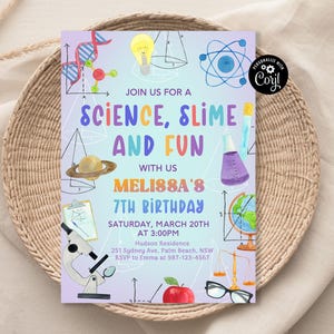 EDITABLE Mad Science Birthday Invitation Boy Girl Science Party ...