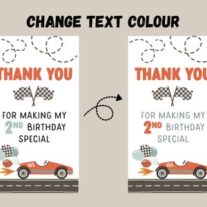 Editable TWO Fast Birthday Favor Tags Race Car 2nd Birthday Thank You ...