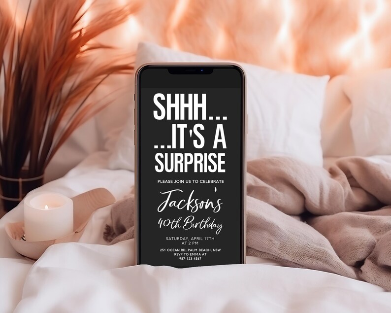 Editable Surprise Birthday Invitation Template Black Surprise ...