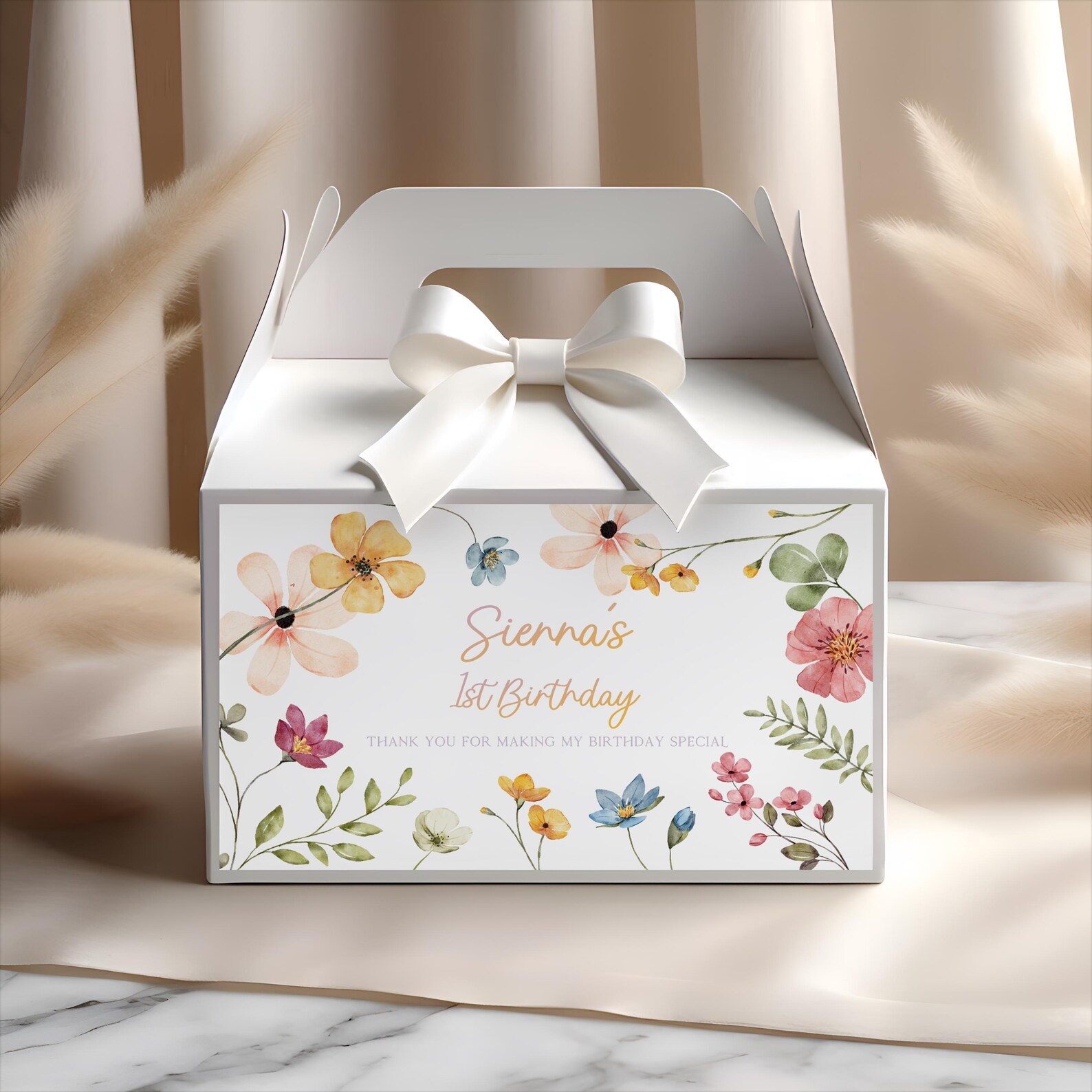 Wildflower Gable Box Template Wild Flower Box Sticker 1st Birthday ...