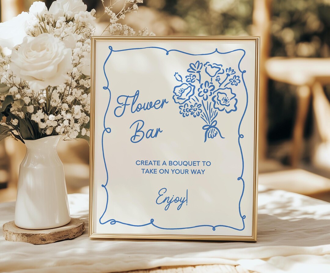 Flower Bar Sign Template Editable Bridal Shower Flower Station Sign ...