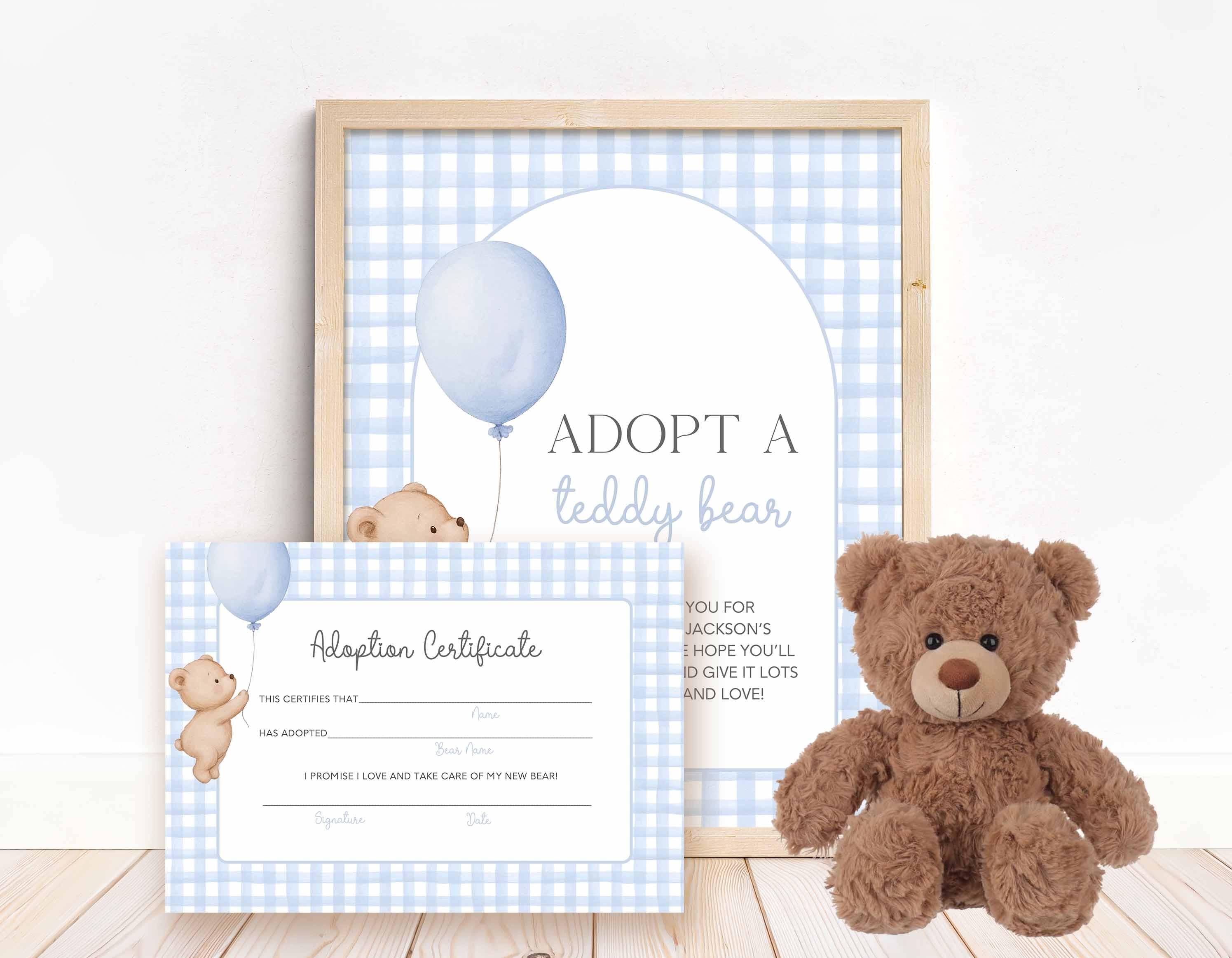 Teddy Bear Adoption, Adopt a Bear Certificate and Sign, Beary First ...