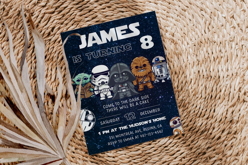 Editable Star War Birthday Invitation Template Printable Birthday Party ...