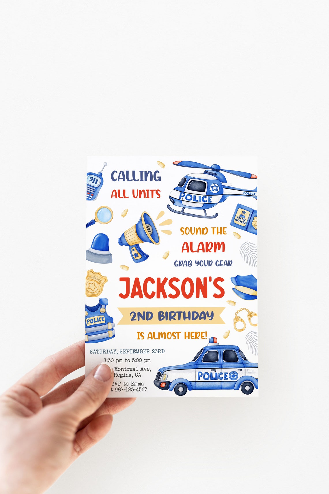 Editable Police Birthday Invitation Template Police Officer Invitation ...