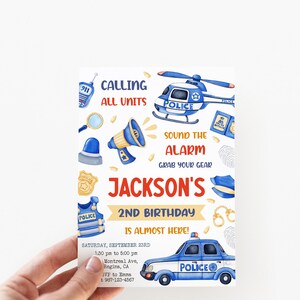 Editable Police Birthday Invitation Template Police Officer Invitation ...