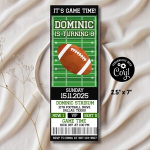 Editable Football Ticket Invitation American Football Invite Football ...