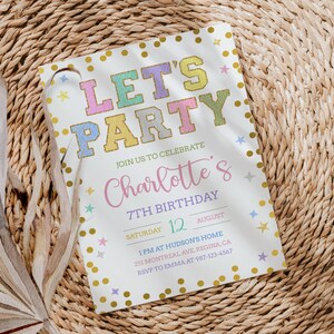 Patch Letters Birthday Party Invitation Girl Birthday Varsity Patch ...