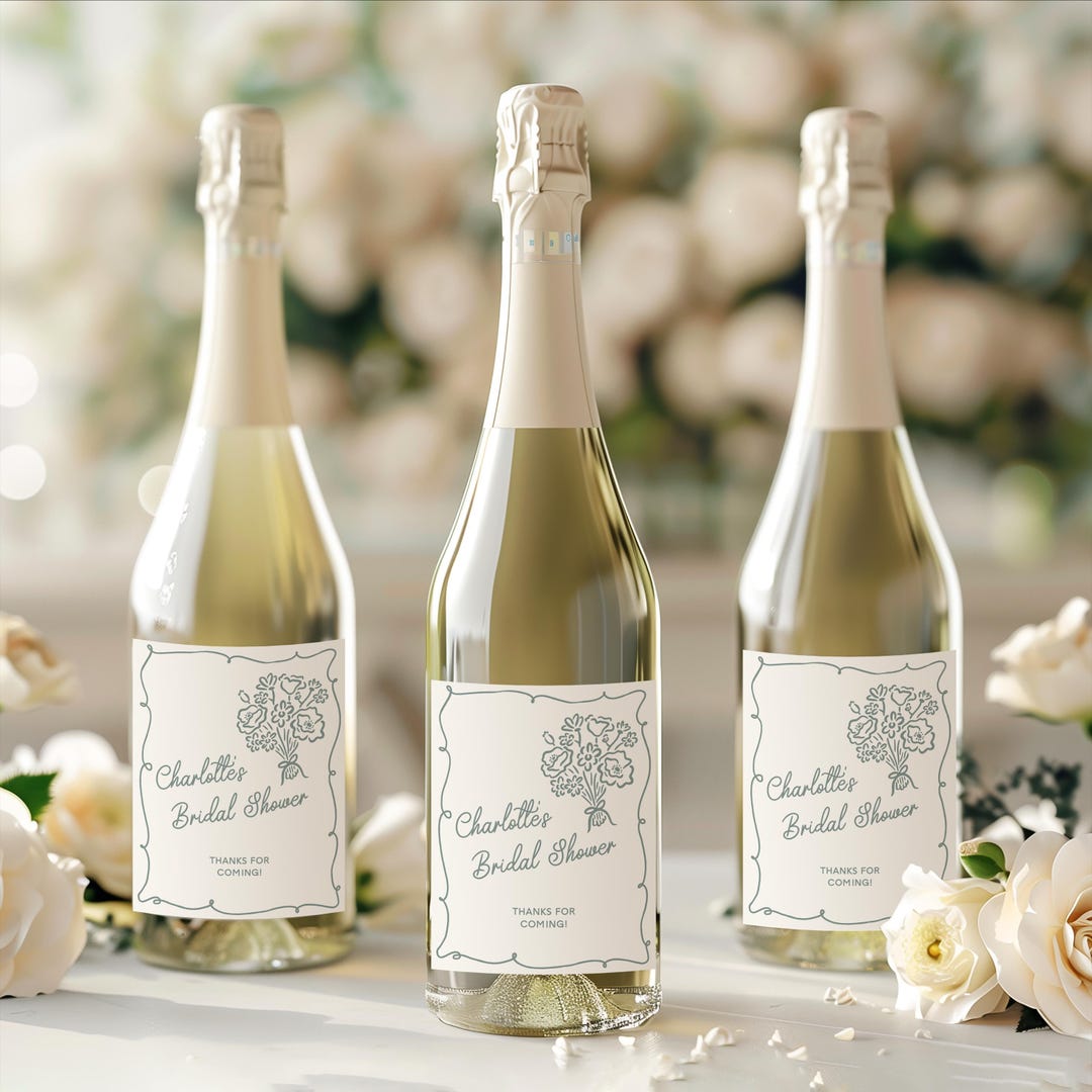 Sage Green Champagne Label Template Bridal Mini Champagne Label ...