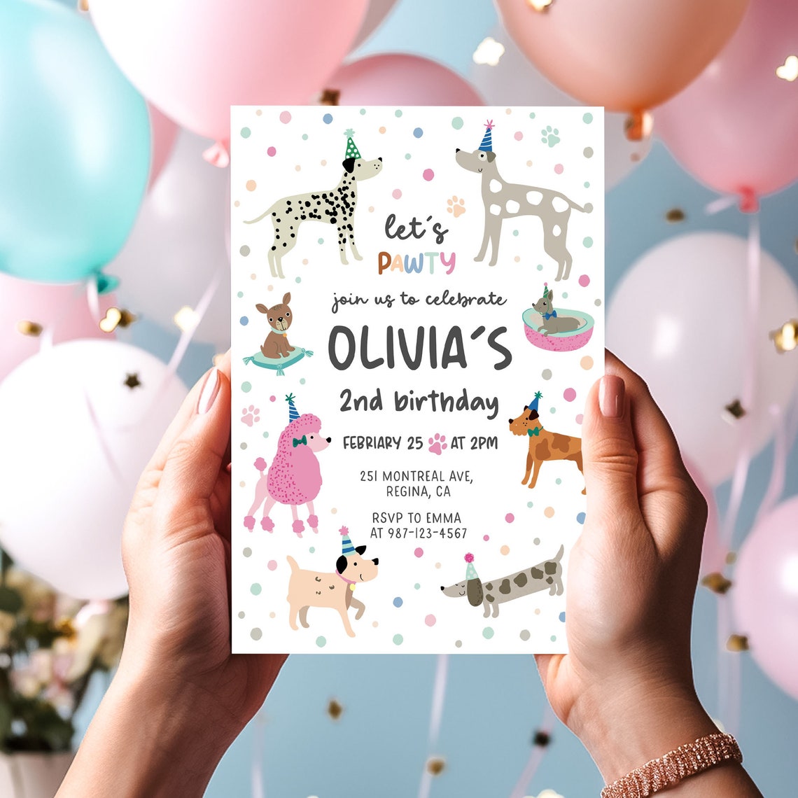 Editable Dog Invitation Puppy Party Invitation Printable Dog Pawty ...