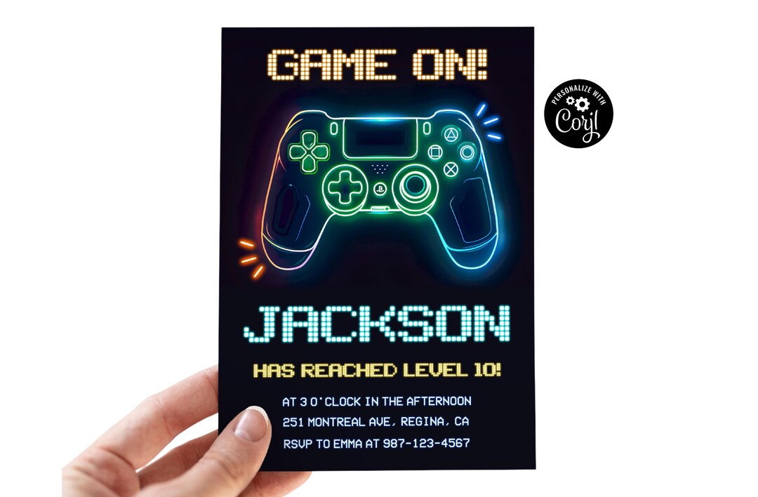 Editable Video Game Party Invitation Printable Gamer Birthday Invite ...