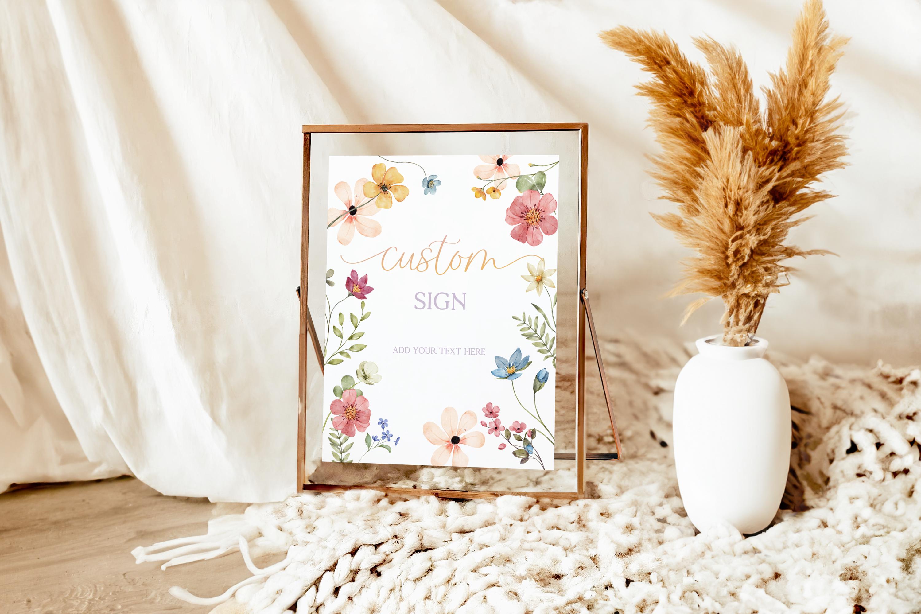 Wildflower Custom Sign Template Wild Flower Sign Baby Shower Sign ...