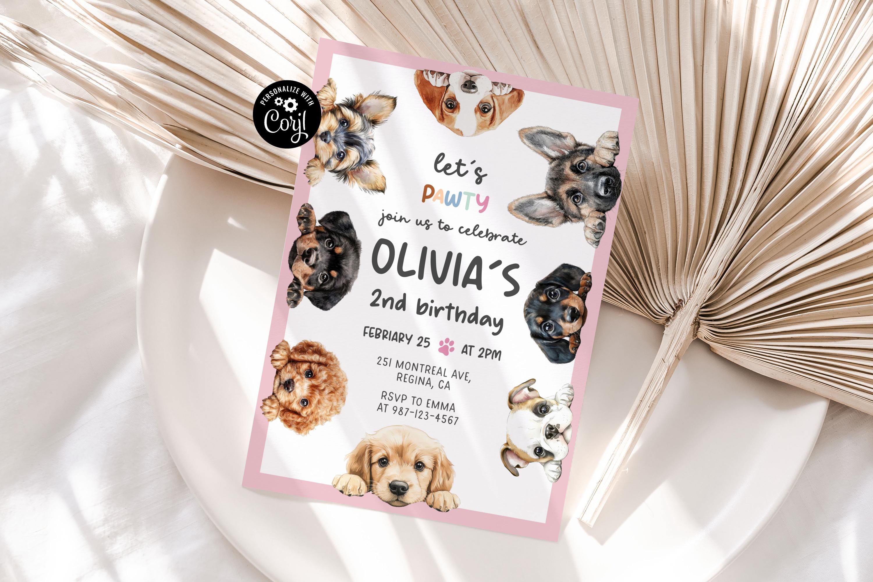 Editable Dog Invitation Puppy Party Invitation Printable Dog Pawty ...