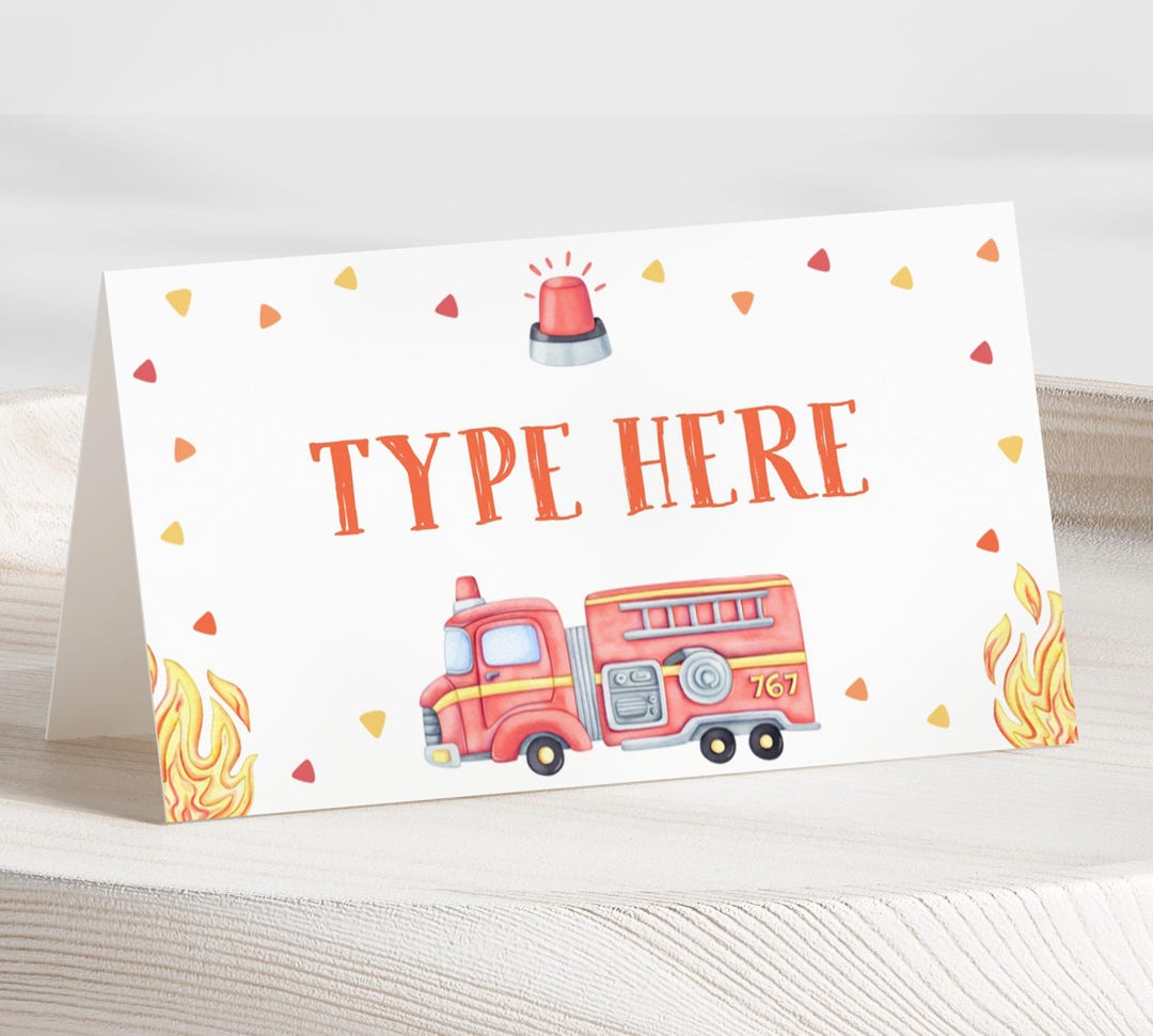 Firetruck Food Label Poster Birthday Poster Fire Truck Buffet Label ...